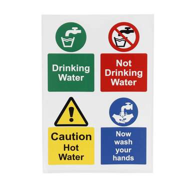 Industrial Signs Assorted Water Labels (Sheet Of 4) (CE14504SA) | CEF
