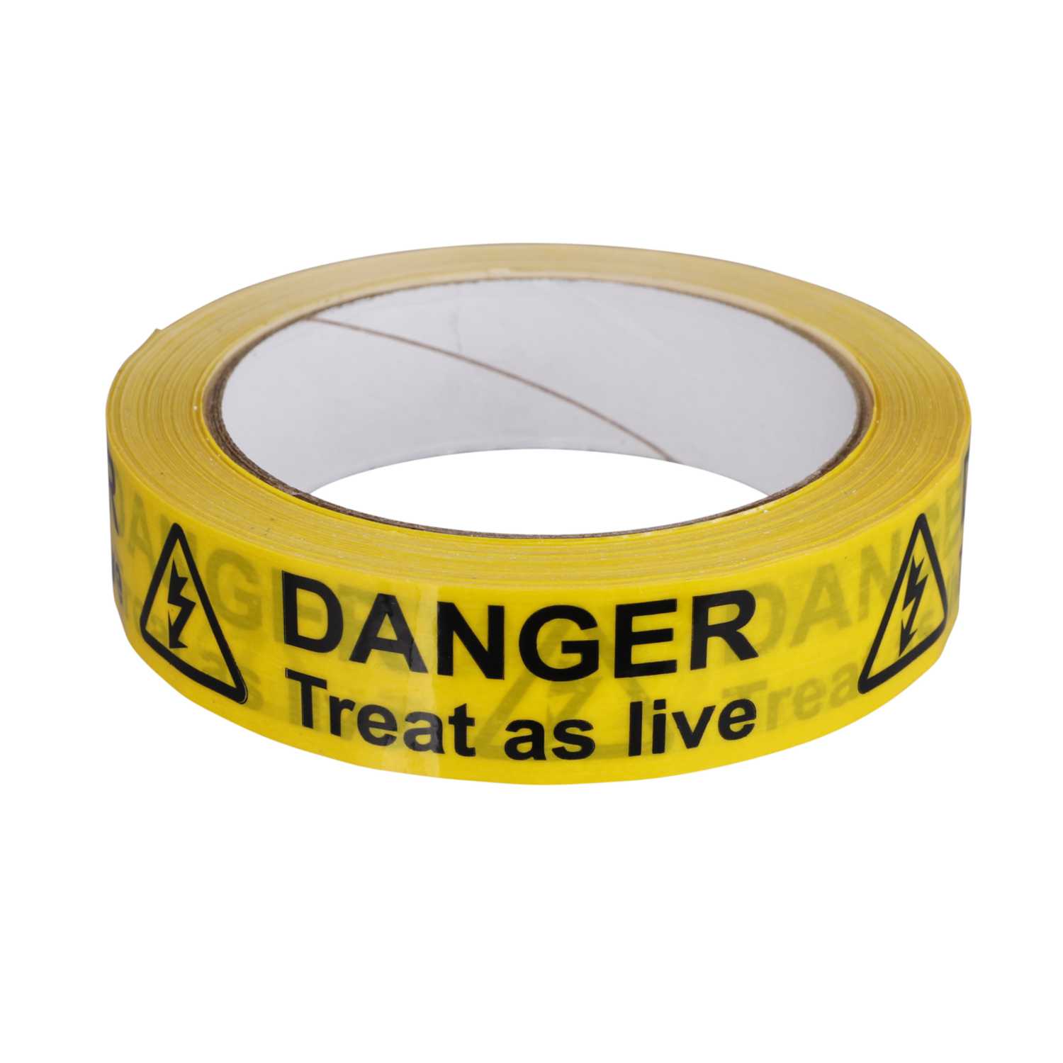 Industrial Signs 25mm x 33m Danger Treat as Live Warning Tape ...
