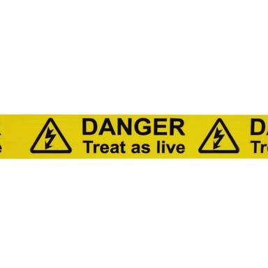 Industrial Signs 25mm x 33m Danger Treat as Live Warning Tape ...