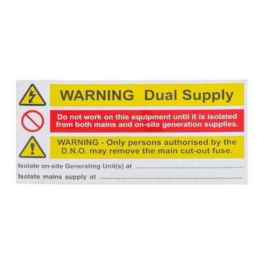 Industrial Signs Dual Supply Notice Label (Pack of 10) (CE8110SA) | CEF