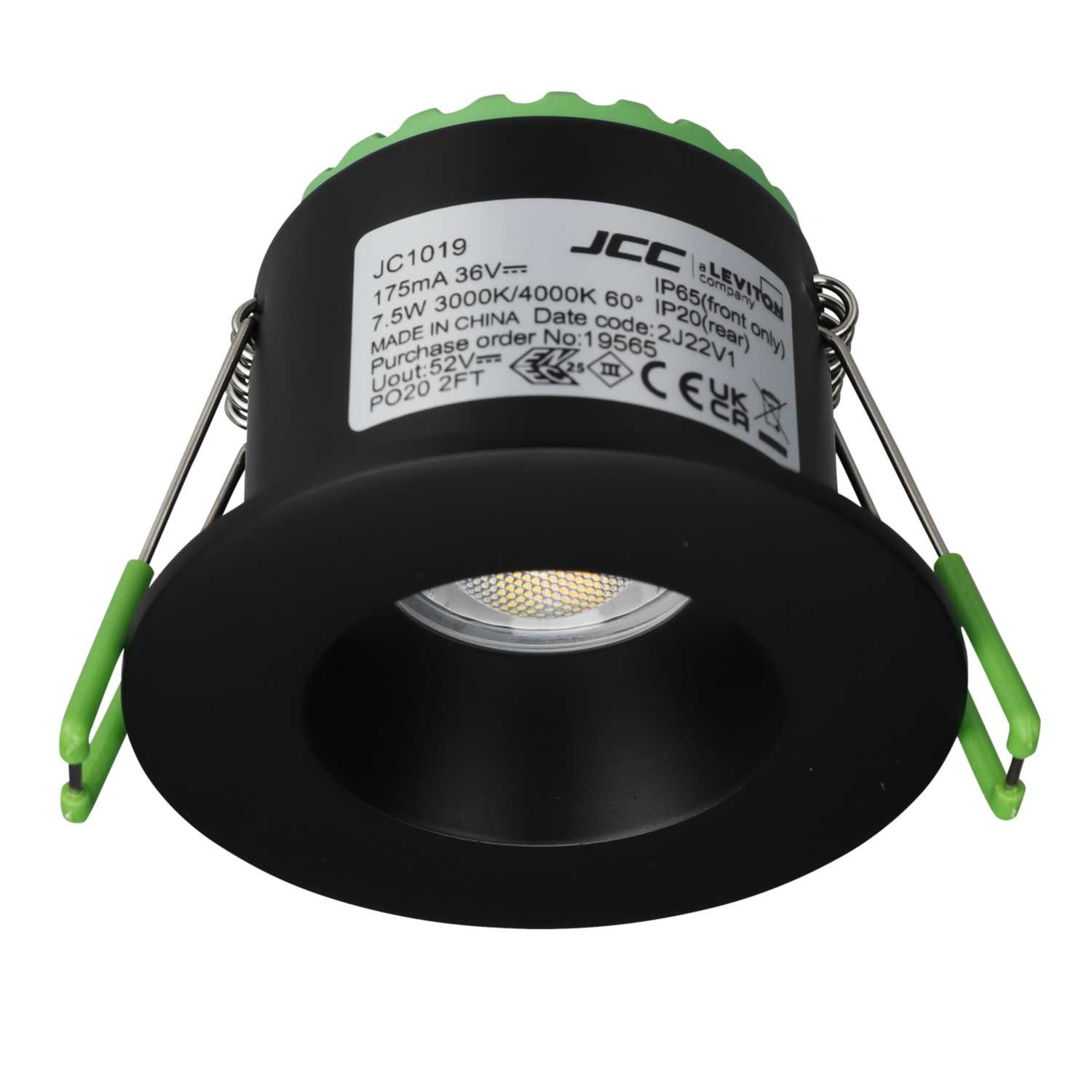 JCC V50 Pro Anti-Glare 7.5W LED Fire Rated Colour Selectable Downlight ...