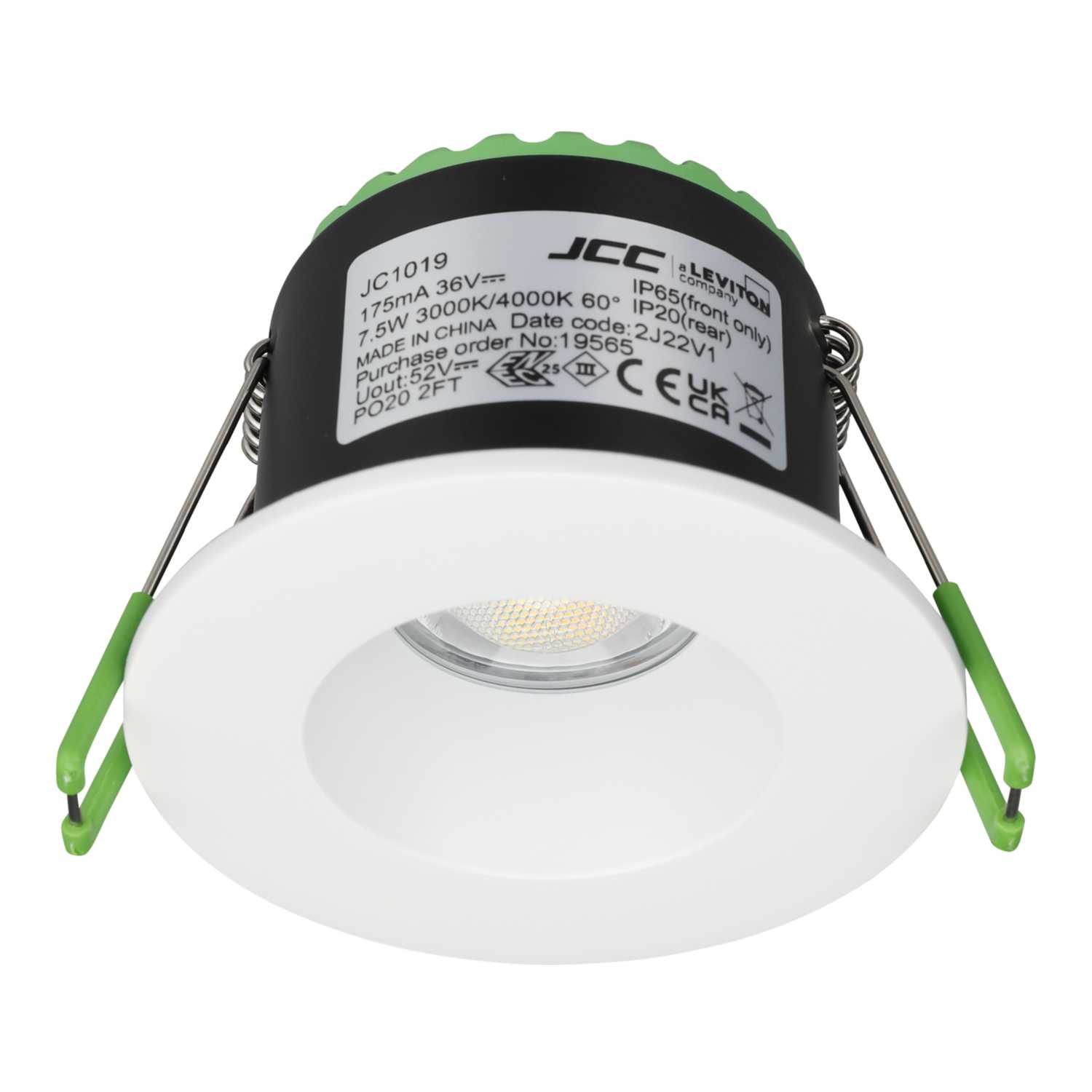 JCC V50 Pro Anti-Glare 6W LED Fire Rated Colour Selectable Downlight ...