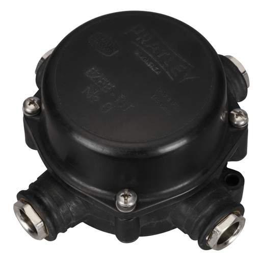 Pratley Ezee-Fit 20mm Size 0 Plastic Atex 4 Way Junction Box Black IP68 ...