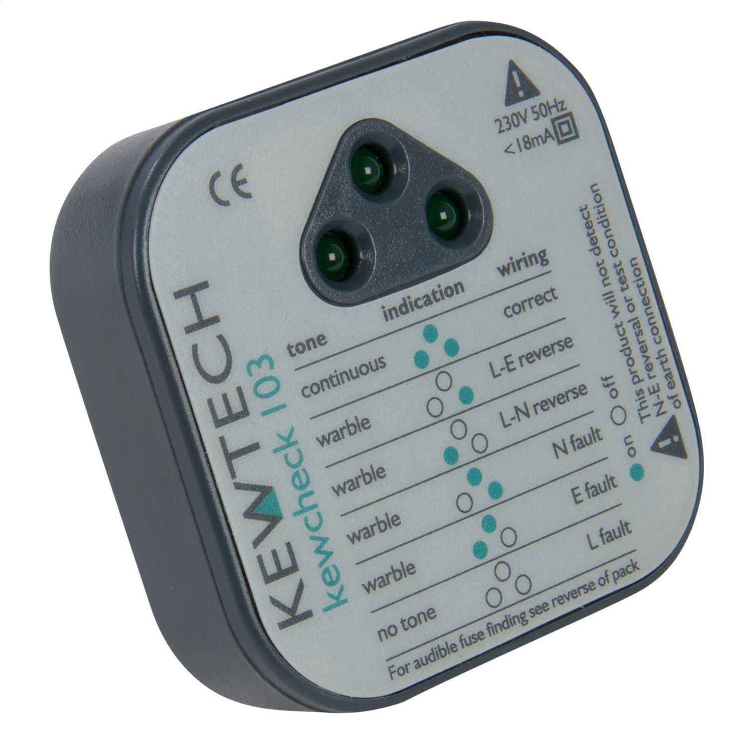 Kewtech KEWCHECK 103 Socket Tester Audible (KEWCHECK103) | CEF
