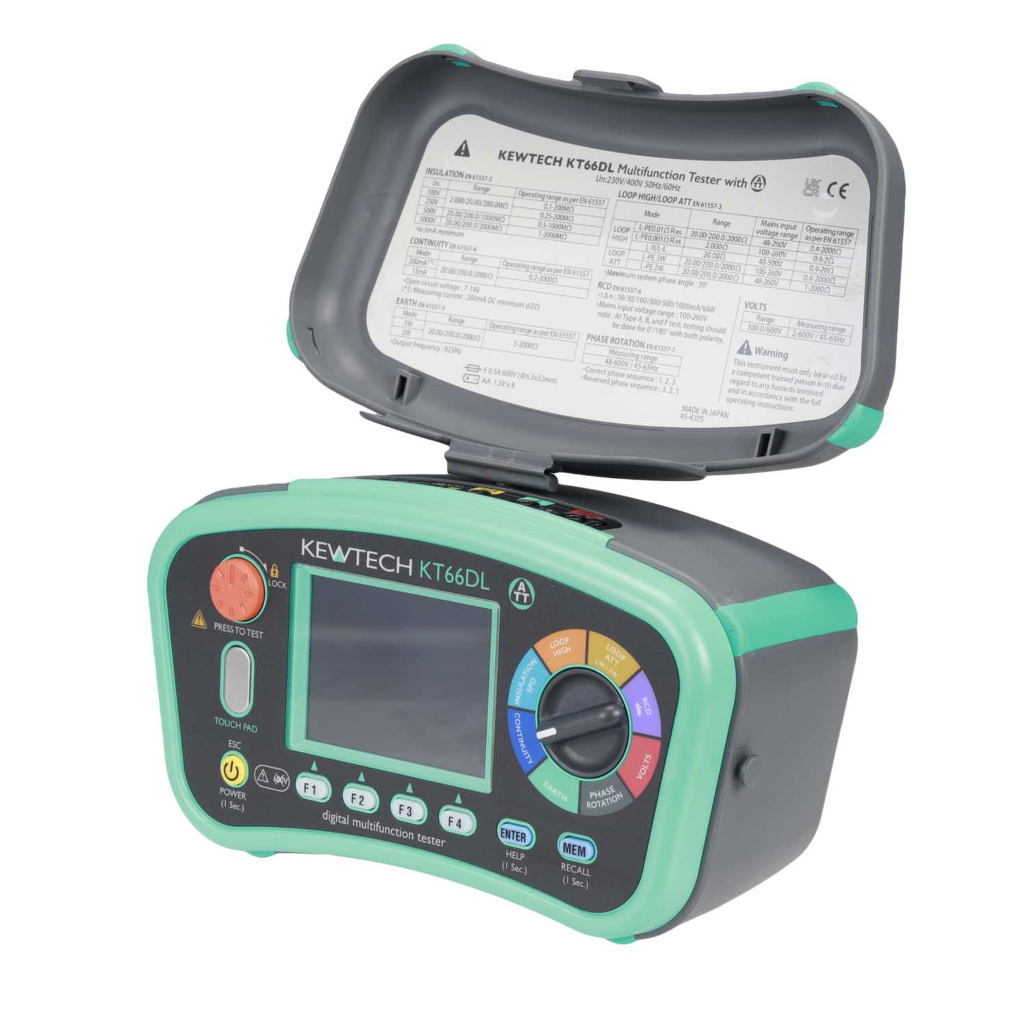 Kewtech KT66DL Multifunction Installation Tester with Earth Spike Kit ...