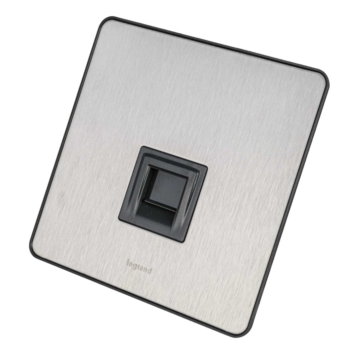 Legrand 1 Gang Screwless RJ45 Data Socket Black Insert Brushed ...