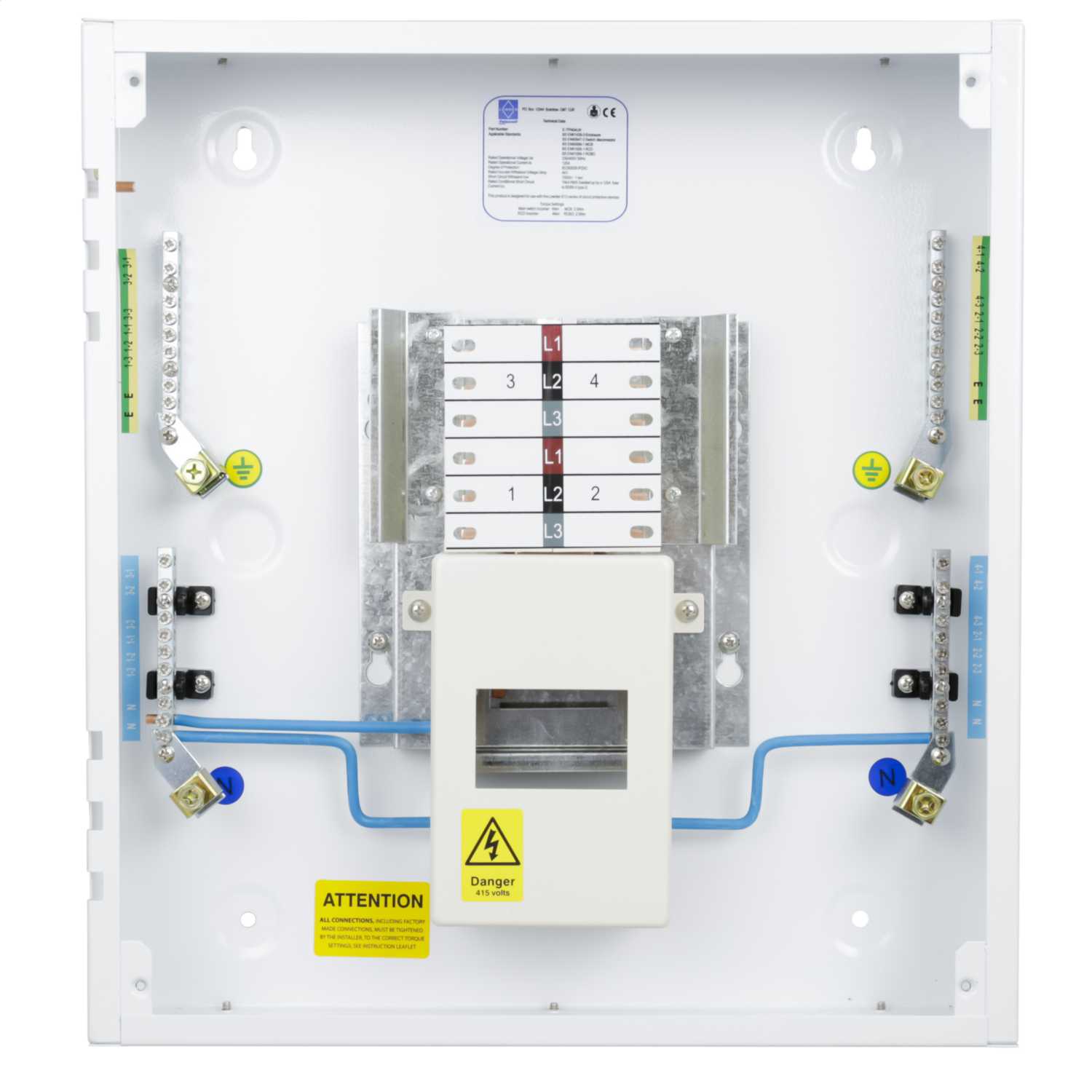 Lewden 4 Way 125A TP+N Type B Distribution Board without Incomer (E ...