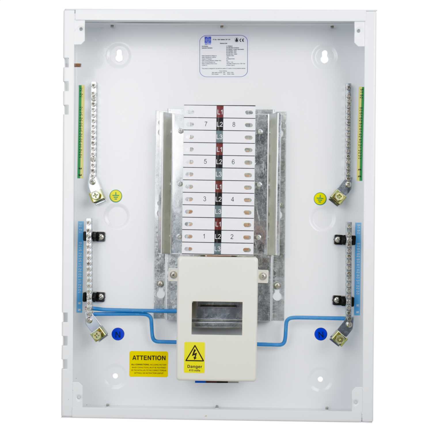 Lewden 8 Way 125A TP+N Type B Distribution Board without Incomer (E ...