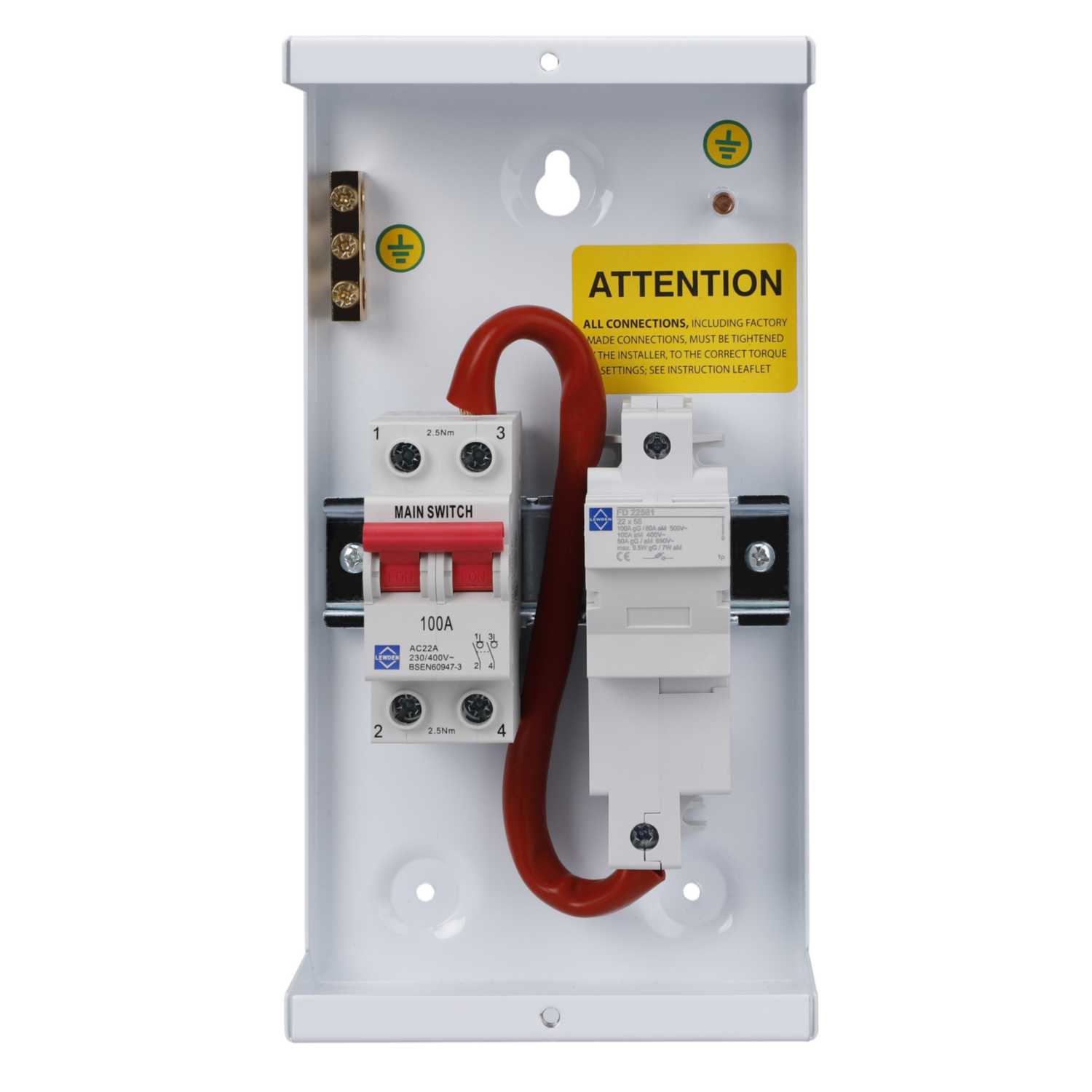 Lewden 100A SP+N Metal Switch Fuse (FS6380100) | CEF