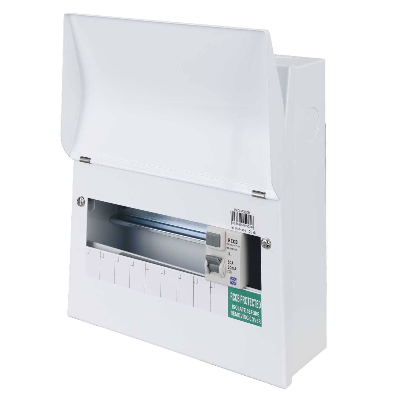 Lewden 8 + 1 Way 80A 30mA Type A RCD Incomer Metal Clad Consumer Unit ...