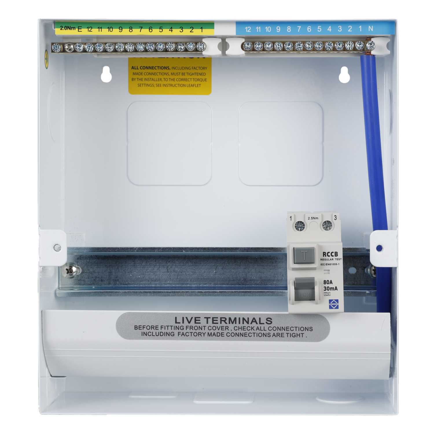 Lewden 8 + 1 Way 80A 30mA Type A RCD Incomer Metal Clad Consumer Unit ...