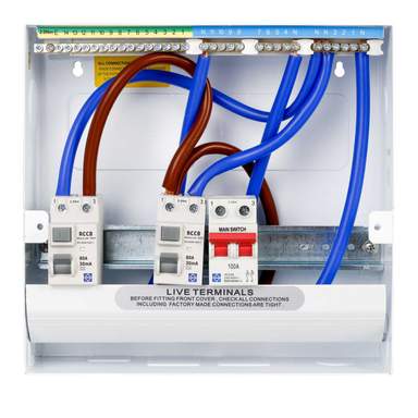 Lewden 6 + 1 Way Flexible High Integrity Dual 80A Type A RCD Metal Clad ...