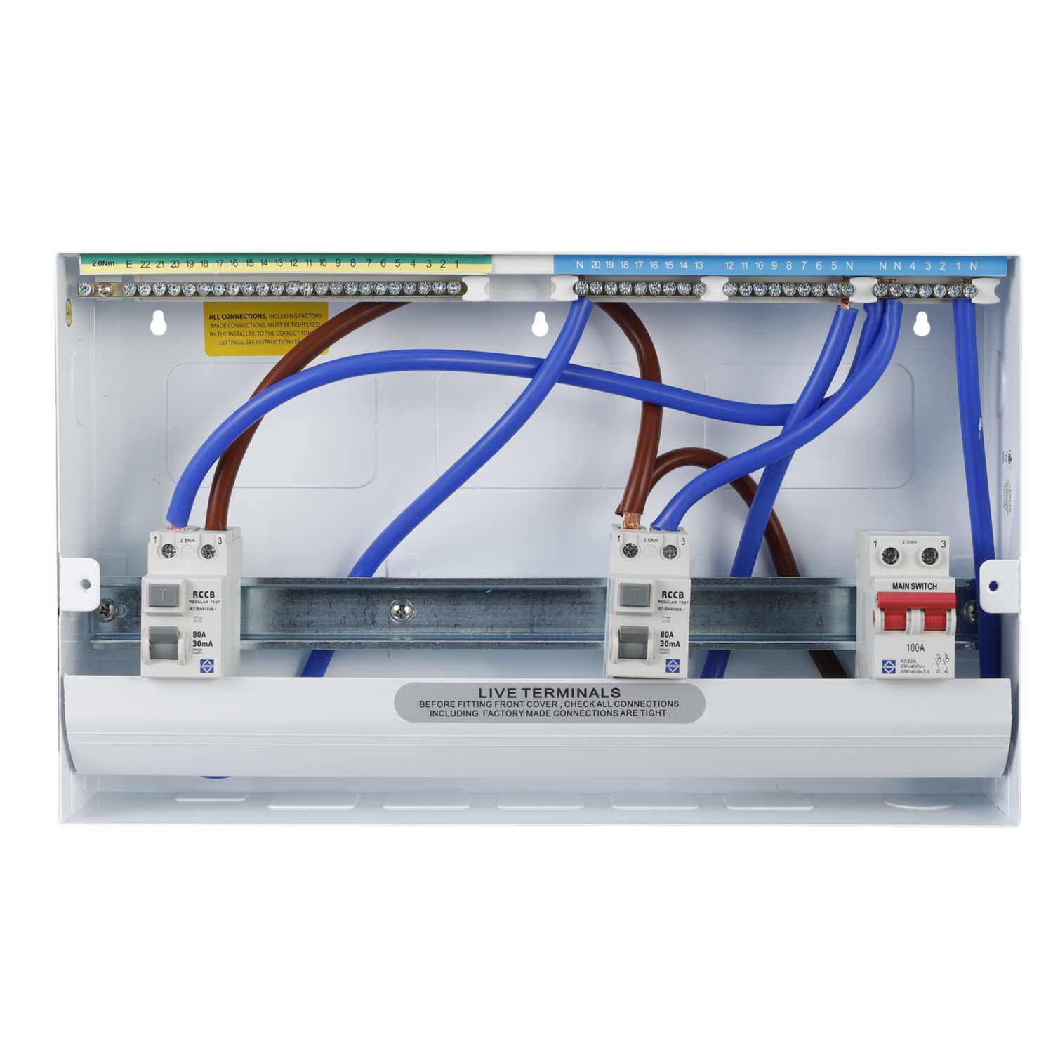 Lewden 15 + 1 Way Flexible High Integrity Dual 80A Type A RCD Metal ...