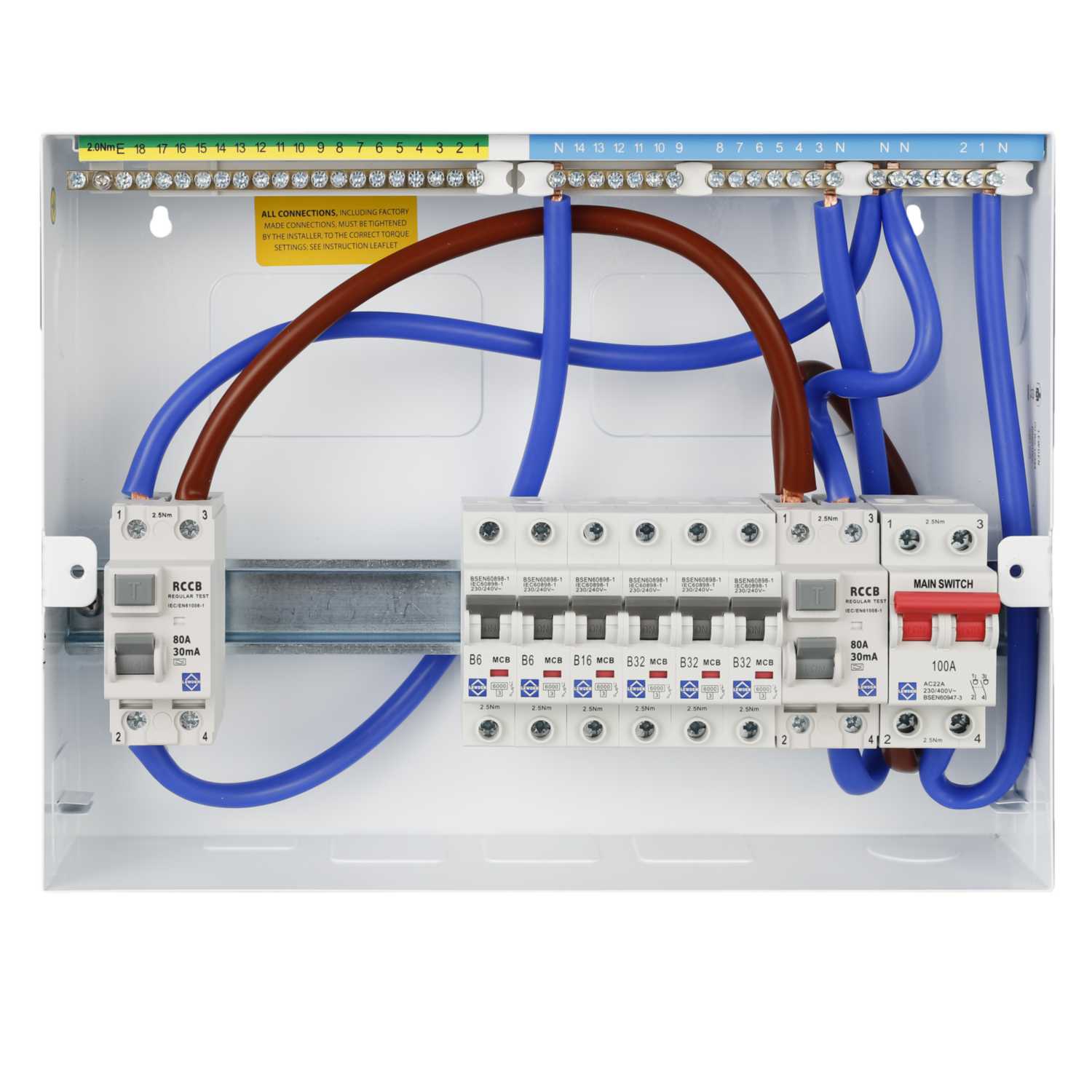 Lewden 10 + 1 Way Flexible Dual 80A Type A RCD Metal Clad Consumer Unit ...