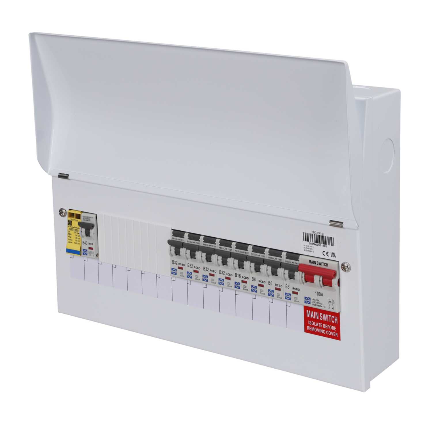 Lewden 13 Way 100A Isolator Metal Clad Consumer Unit with Type 2 SPD ...