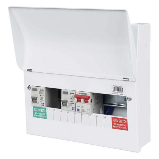 Lewden 7 Way Dual 100A RCD High Integrity Metal Clad Consumer Unit with ...