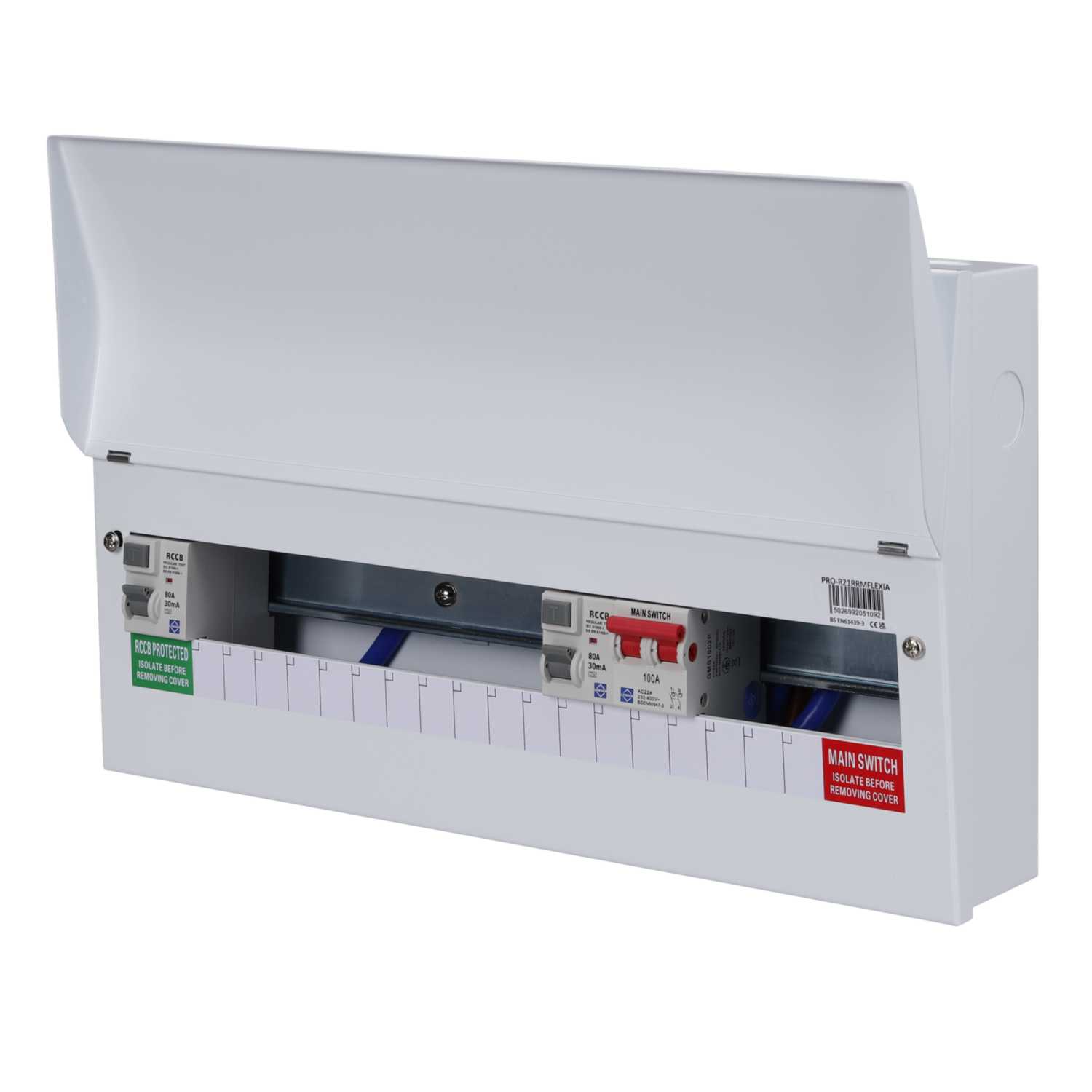 Lewden 15 + 1 Way Dual 80A 30mA Type A RCD Incomer Metal Clad Consumer ...