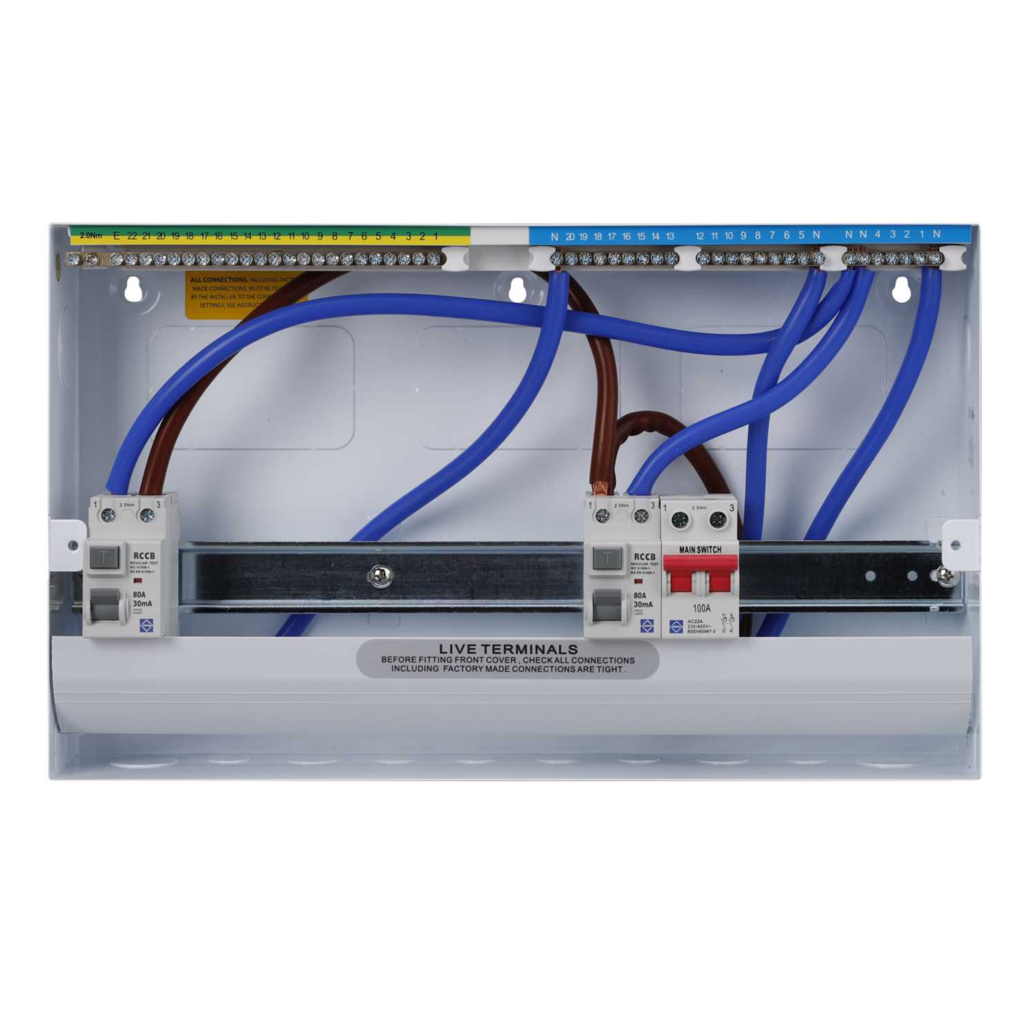 Lewden 15 + 1 Way Dual 80A 30mA Type A RCD Incomer Metal Clad Consumer ...