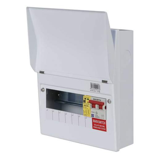 Lewden 6 Way 100A Isolator Incomer Metal Clad Consumer Unit with Type 2 ...
