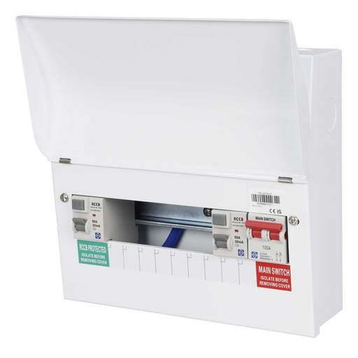 Lewden 7 Way Dual 100A RCD High Integrity Metal Clad Consumer Unit with ...