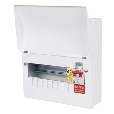 Lewden 8 Way 100A Isolator Incomer Metal Clad Consumer Unit with Type 2 ...