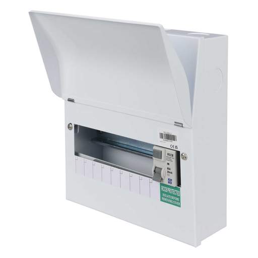 Lewden 9 Way 80A 30mA Type A RCD Incomer Metal Clad Consumer Unit with ...