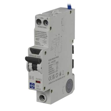 Lewden 6A 1P+N 1 Module Bidirectional B Curve 6kA 30mA Type A Compact RCBO (RCBO-B06/30/1PNAB) | CEF