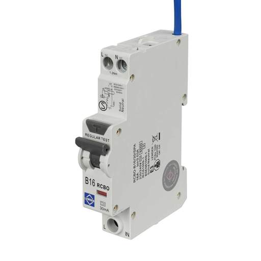 Lewden 16A Single Pole 1 Module B Curve 6kA 30mA Type A Compact RCBO (RCBO-B16/30/SPA) | CEF
