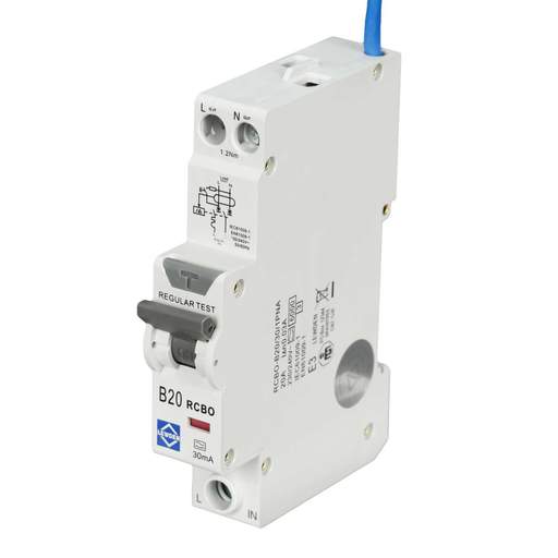 Lewden 20A 1P+N 1 Module B Curve 6kA 30mA Type A RCBO (RCBO-B20/30/1PNA) | CEF
