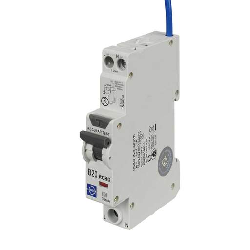 Lewden 20A Single Pole 1 Module B Curve 6kA 30mA Type A Compact RCBO (RCBO-B20/30/SPA) | CEF