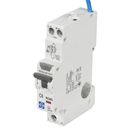 Lewden 6A 1P+N 1 Module C Curve 6kA 30mA Type A RCBO (RCBO-C06/30/1PNA ...