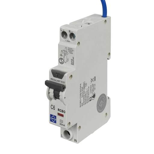 Lewden 6A Single Pole 1 Module C Curve 6kA 30mA Type A Compact RCBO (RCBO-C06/30/SPA) | CEF