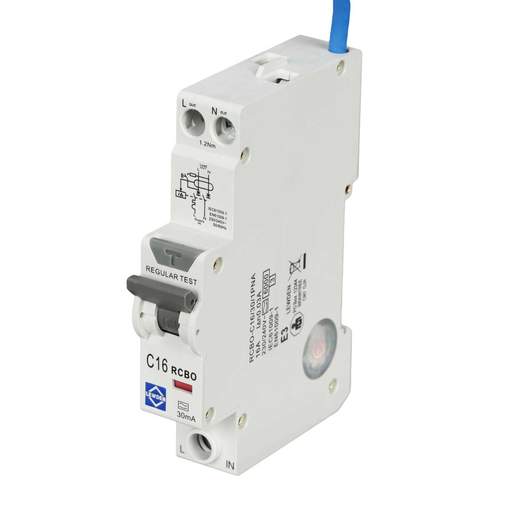 Lewden 16A 1P+N 1 Module C Curve 6kA 30mA Type A RCBO (RCBO-C16/30/1PNA) | CEF