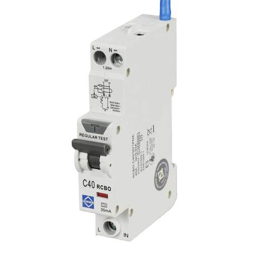 Lewden 40A 1P+N 1 Module C Curve 6kA 30mA Type A RCBO (RCBO-C40/30/1PNA) | CEF