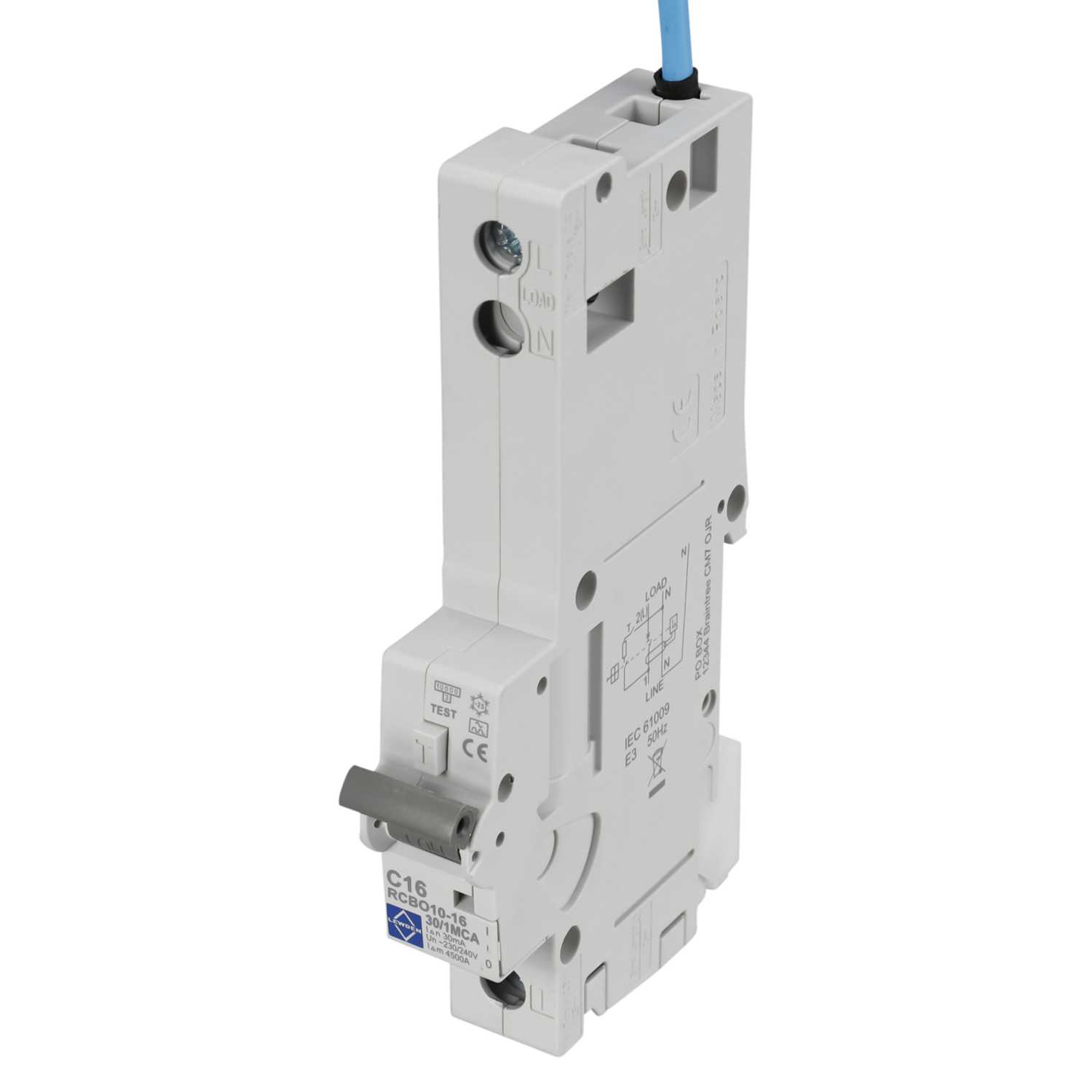 Lewden 16A Single Pole 1 Module C Curve 10kA 30mA Type A RCBO (RCBO10-16/30/1MCA) | CEF