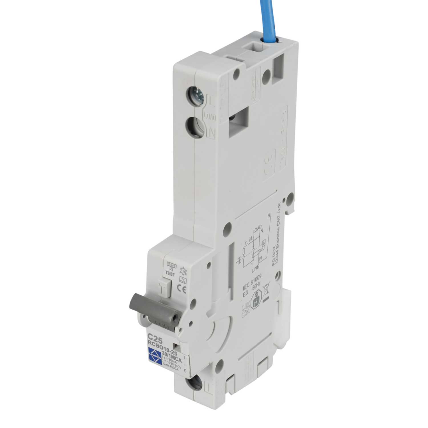 Lewden 25A Single Pole 1 Module C Curve 10kA 30mA Type A RCBO (RCBO10-25/30/1MCA) | CEF