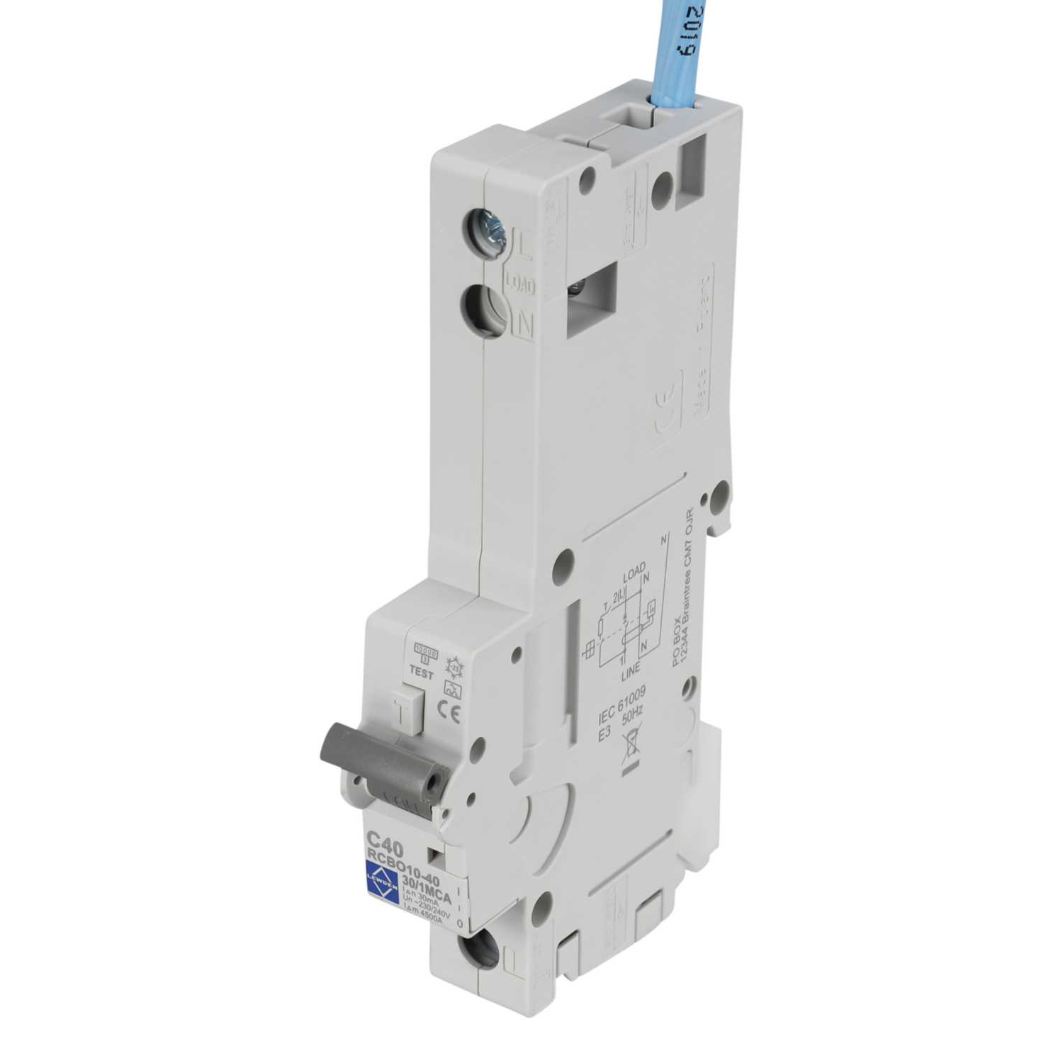Lewden 40A Single Pole 1 Module C Curve 10kA 30mA Type A RCBO (RCBO10-40/30/1MCA) | CEF