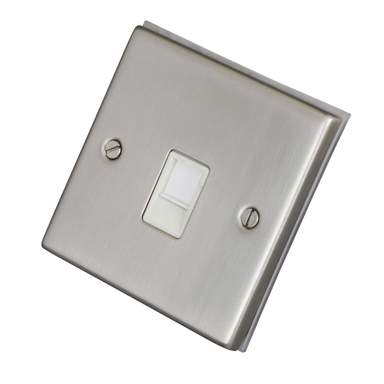 LGA Selectric 7M-Pro 1 Gang RJ11 Data Socket White Insert Satin Chrome ...
