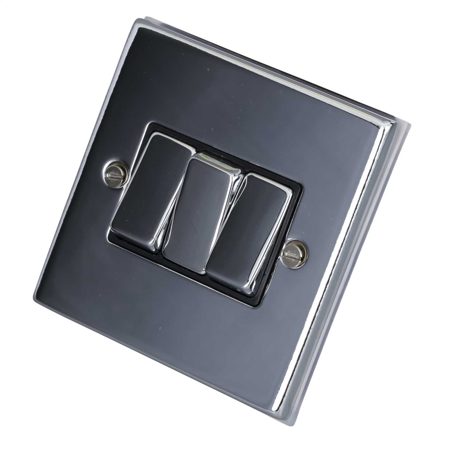 LGA Selectric 7M-Pro 10A 3 Gang 2 Way Switch Metal / Black Insert ...