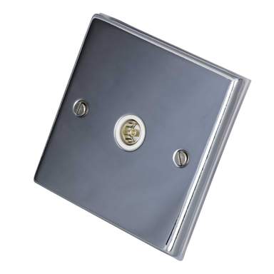 LGA Selectric 7M-Pro 1 Gang Coaxial Socket White Insert Polished Chrome ...