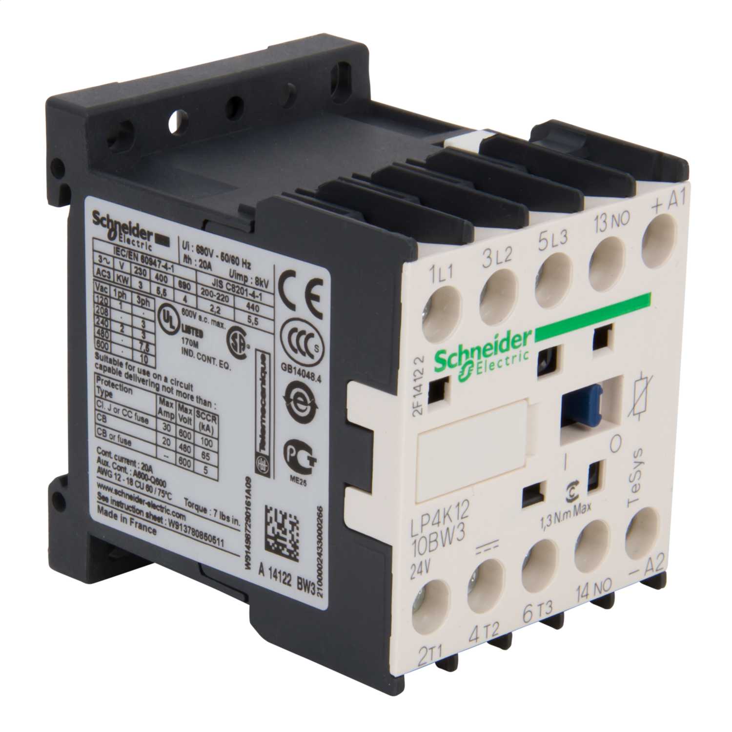 Schneider Telemecanique TeSys K 12A Contactor 3 Pole 3 NO Contacts 24V ...