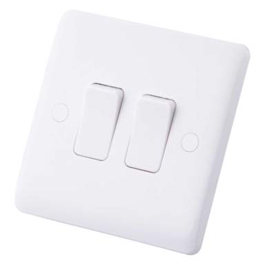 M2 Slimline 10A 2 Gang 2 Way Light Switch White (1010-003) | CEF