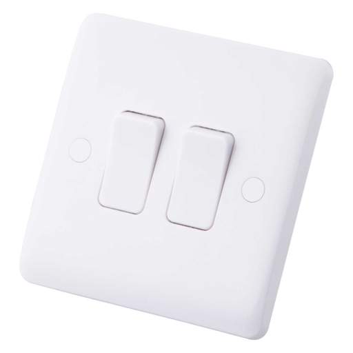 M2 Slimline 10A 2 Gang 2 Way Light Switch White (1010-003) | CEF