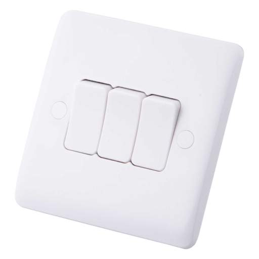 M2 Slimline 10A 3 Gang 2 Way Light Switch White (1010-004) | CEF