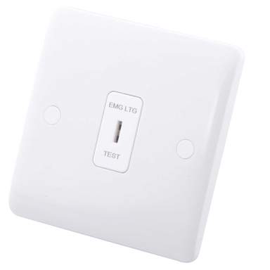 M2 Slimline 10A DP 1 Gang Key Switch Printed EMG LTG TEST White (1010 ...