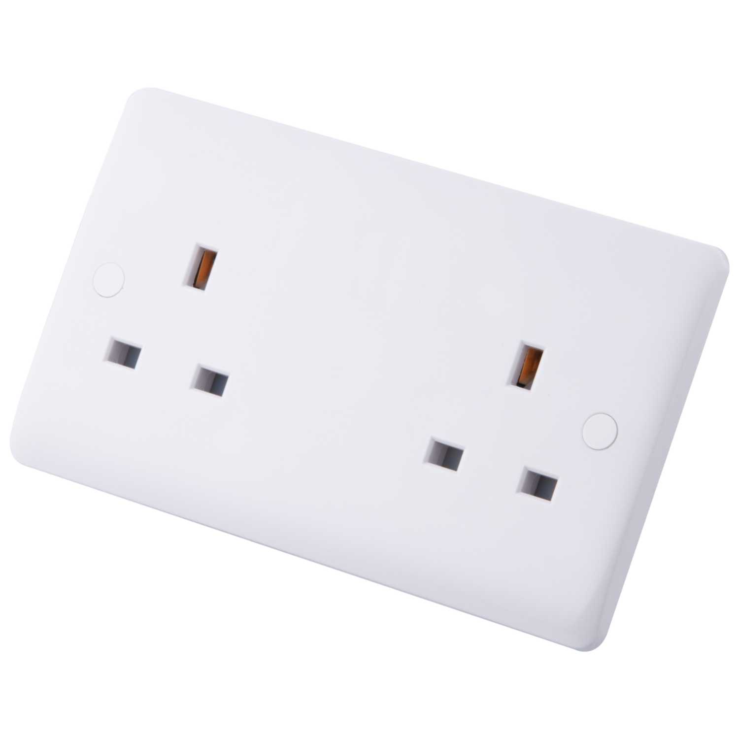 M2 Slimline 13A 2 Gang Unswitched Socket White (1010-101) | CEF