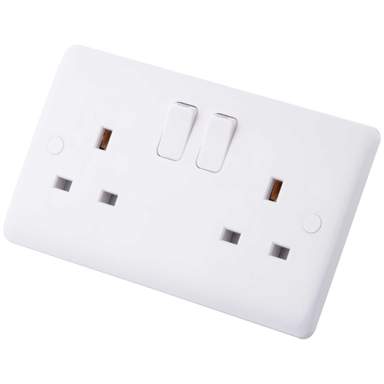 M2 Slimline 13A 2 Gang Switched Socket White (1010-104) | CEF