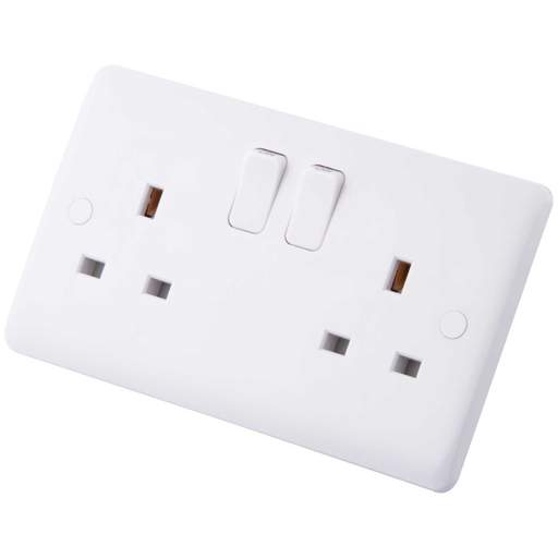 M2 Slimline 13A 2 Gang Switched Socket White (1010-104) | CEF