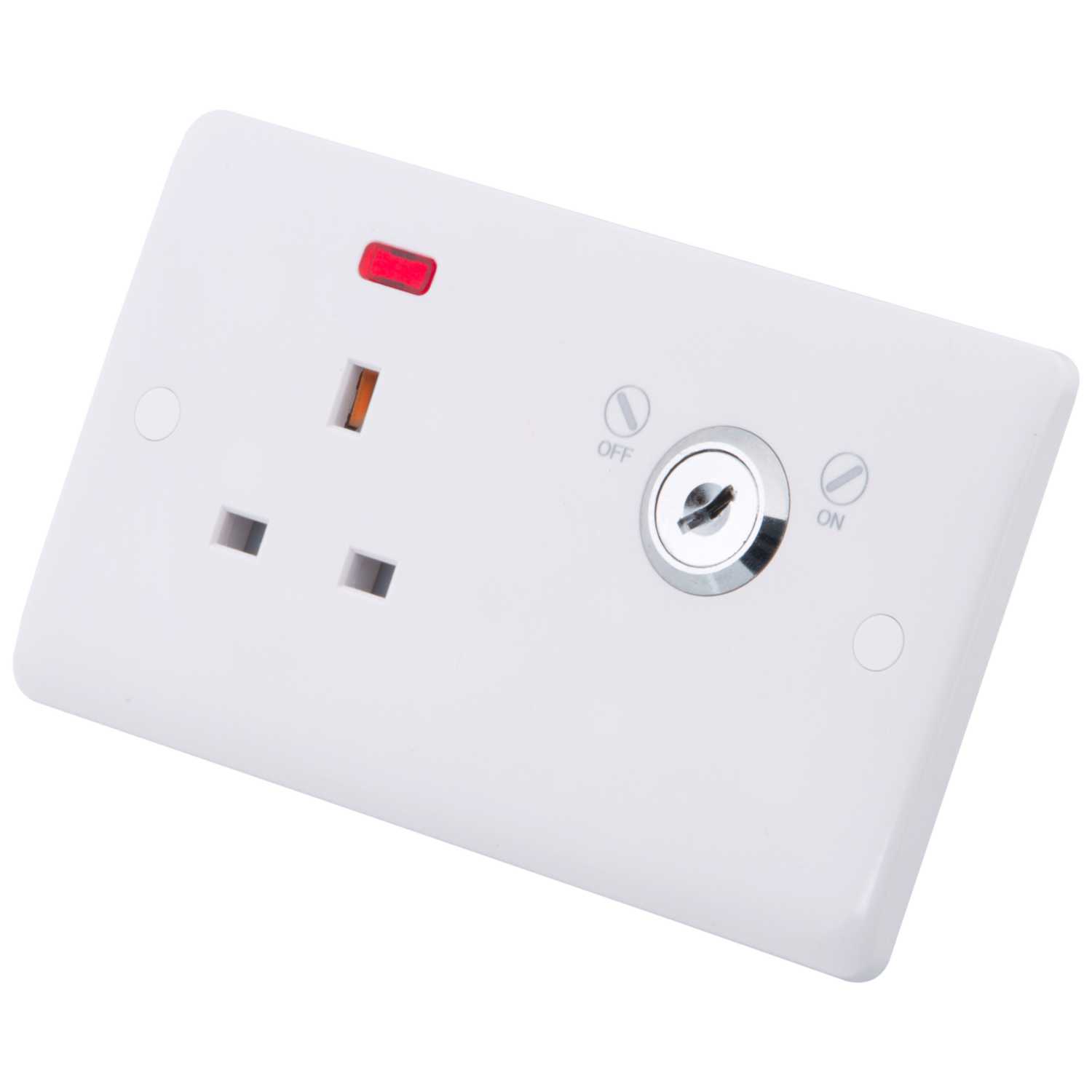 M2 Slimline 13A DP Key Lockable Socket with Neon White (1010-121) | CEF