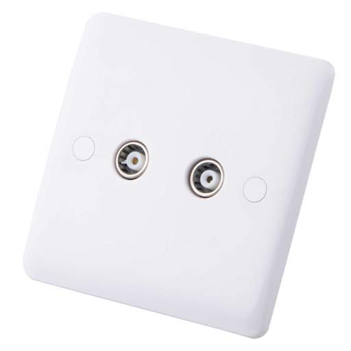 M2 Slimline 1 Gang Twin Coaxial Socket White (1010-301) | CEF